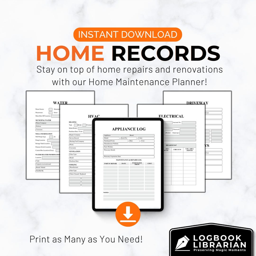 Home Maintenance Planner: Repair & Renovation Tracker (digital Download ...