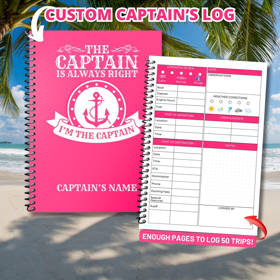 Custom Boat Captains Log Book | Nautical Journal for Sailors, Boat ...