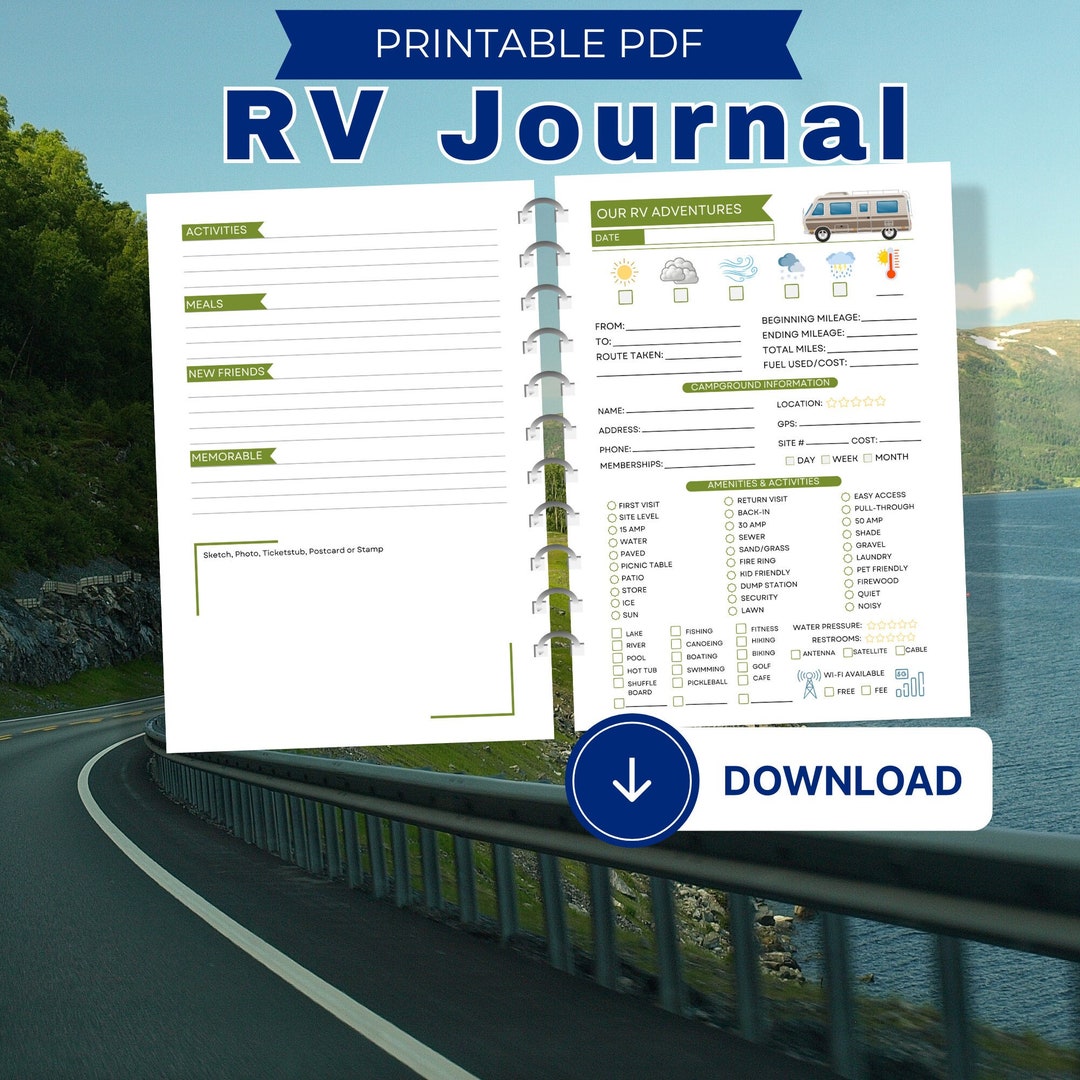 RV Travel Journal: Road Trip Logbook (digital Download) - Etsy
