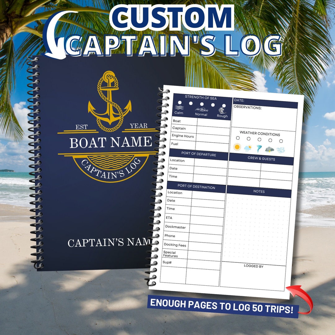 Custom Boat Captains Log Book | Personalized Nautical Journal | Gift for Boat Owners | Sailing ...