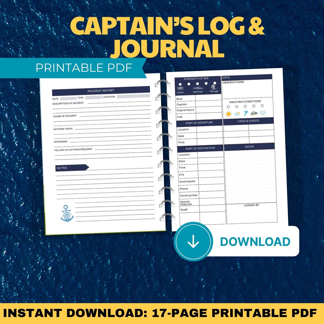 Ship Captain's Log Book: Nautical Journal (digital Download) - Etsy