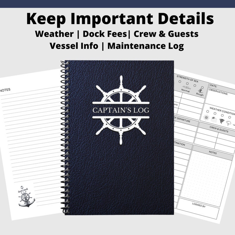 Captain's Logbook: Nautical Boating Journal, Yacht Log Book - Etsy