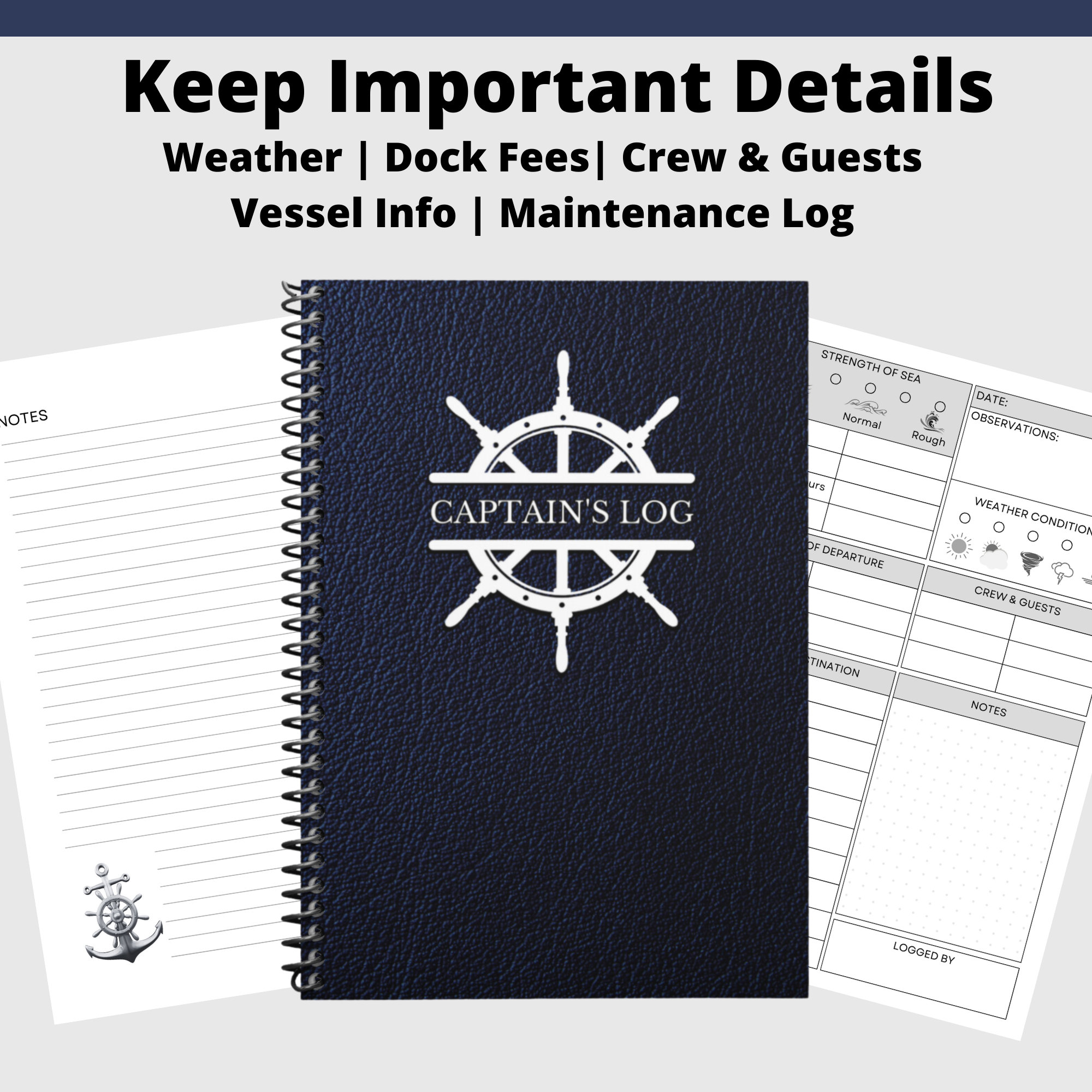 Captains Logbook Boat Captain Gift Captain Log Book Journal Notebook ...