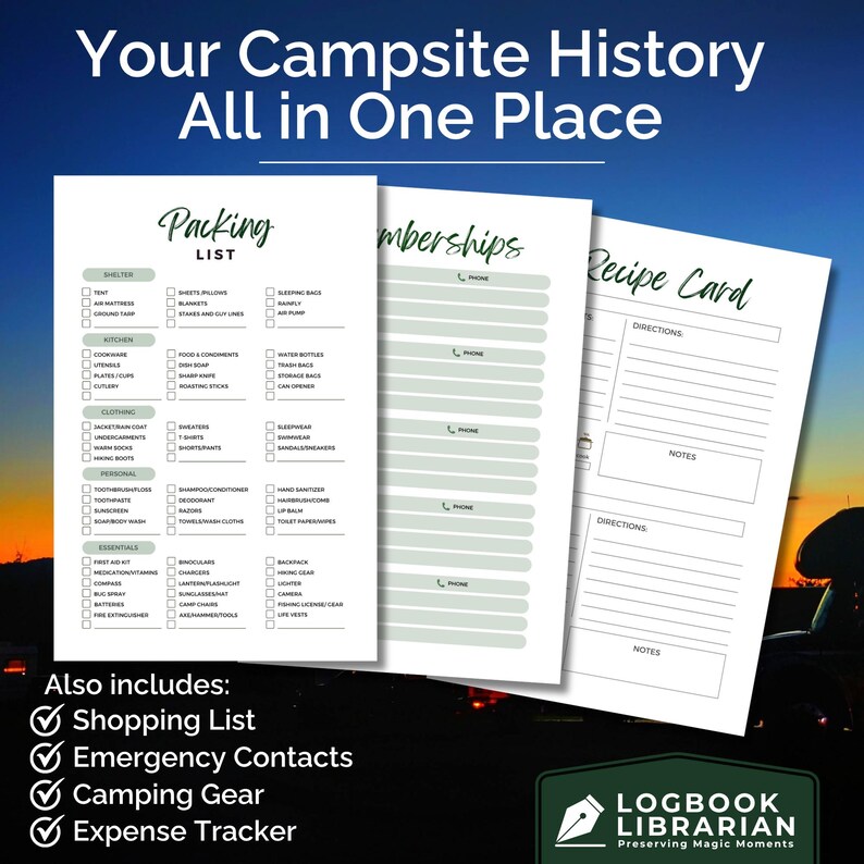 Personalized Camping Journal: RV Travel Log Book, Campground Tracker - Etsy