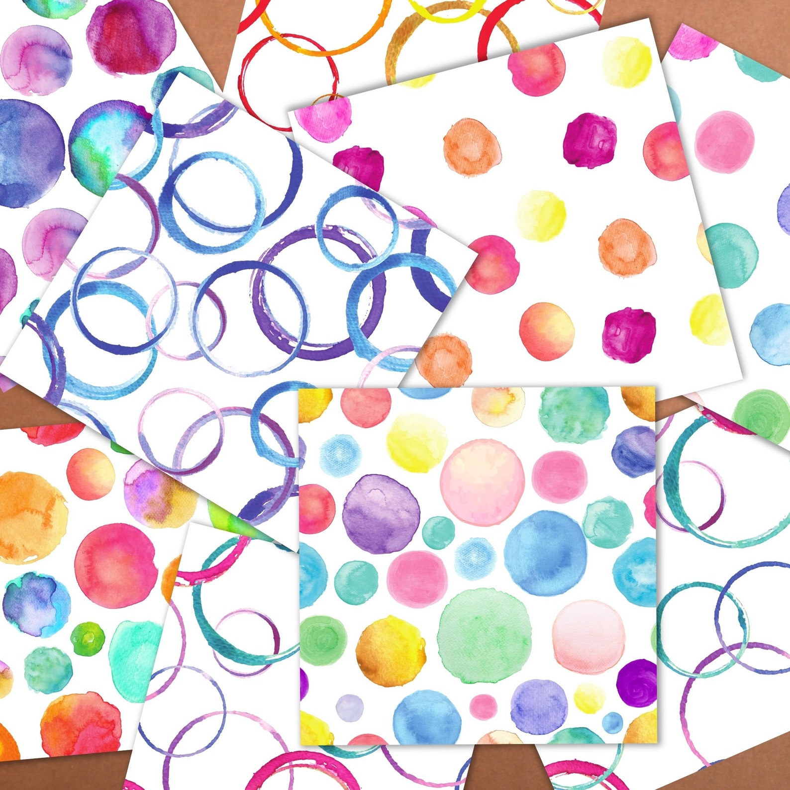 Watercolor Circles Digital Paper - Checkered - Seamless Patterns ...