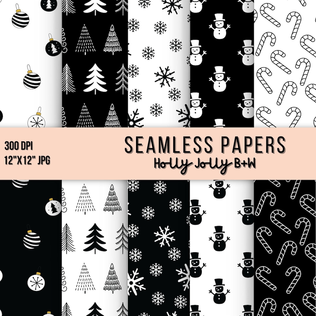 Seamless Digital Paper - Christmas - Winter - Black & White Patterns ...