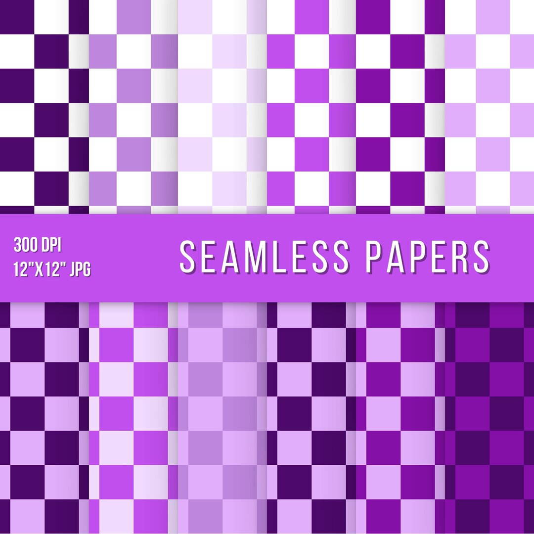 Purple Checkered Digital Paper: Seamless Scrapbook Patterns (digital ...