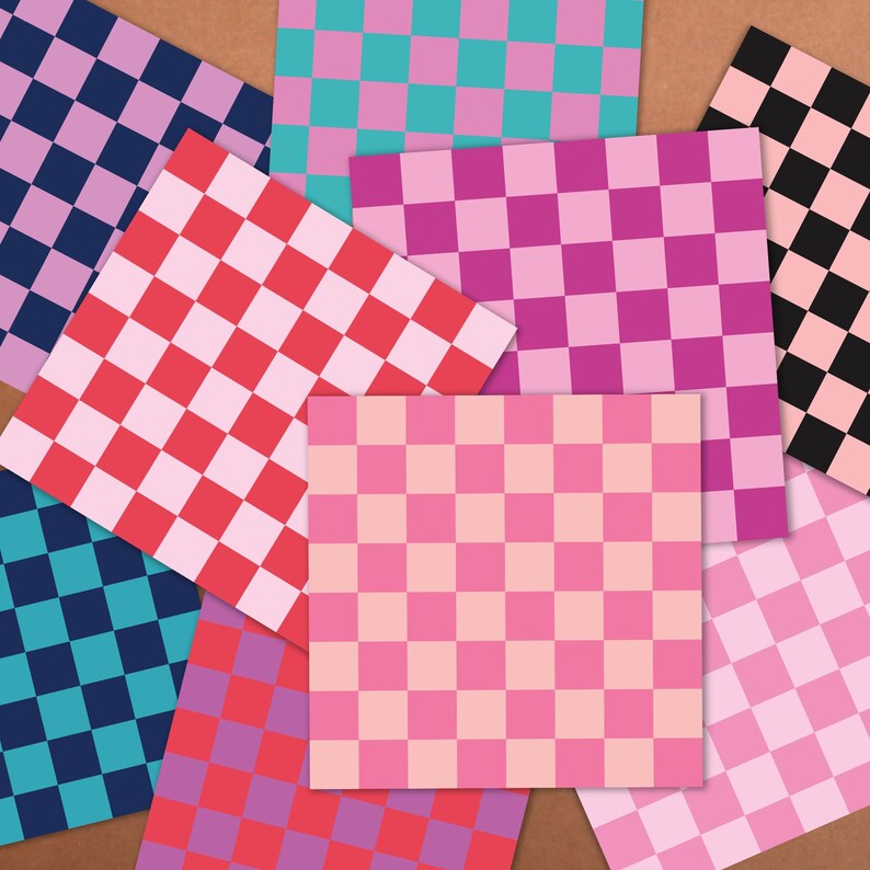 Checkerboard Digital Paper - Seamless Patterns - Scrapbook Background ...
