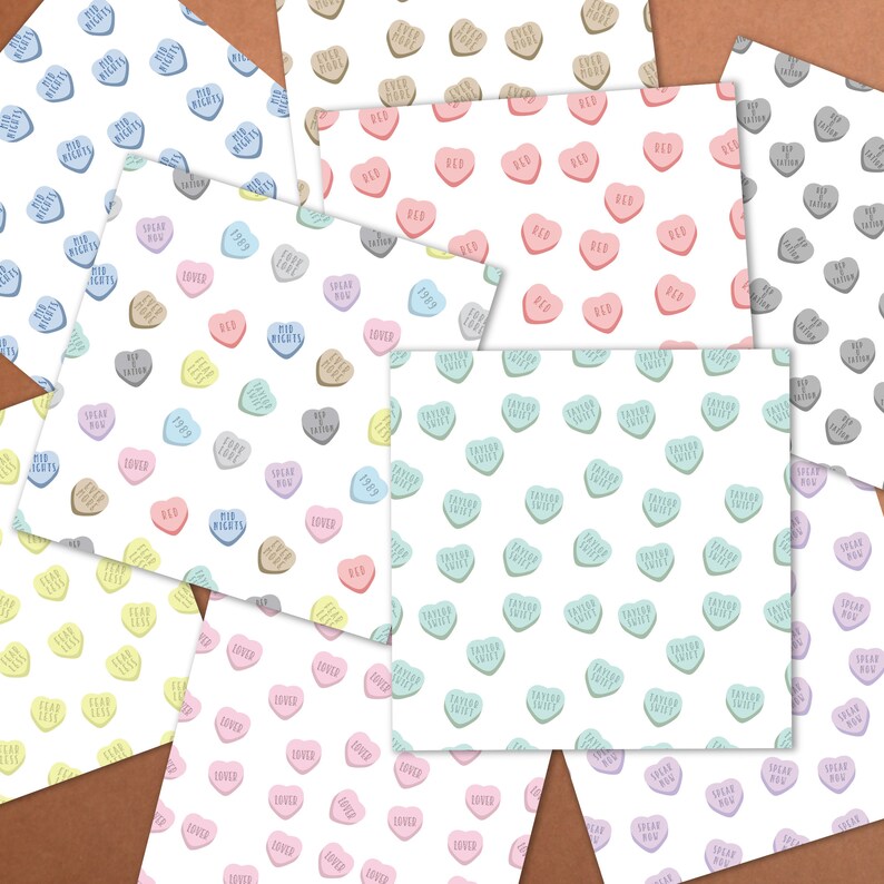 Taylor Swift Themed Candy Digital Paper - Conversation Hearts ...