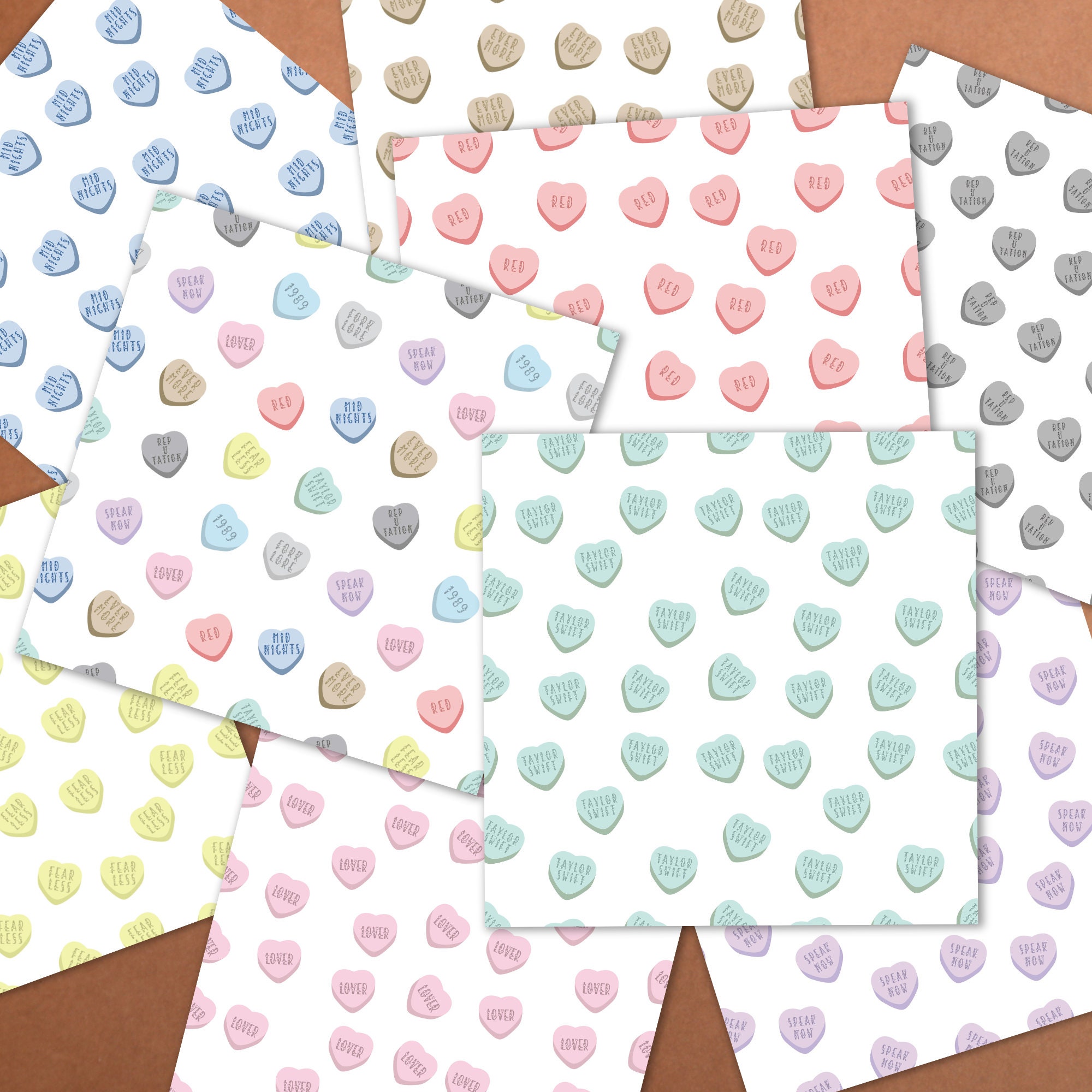 Taylor Swift Themed Candy Digital Paper - Conversation Hearts ...