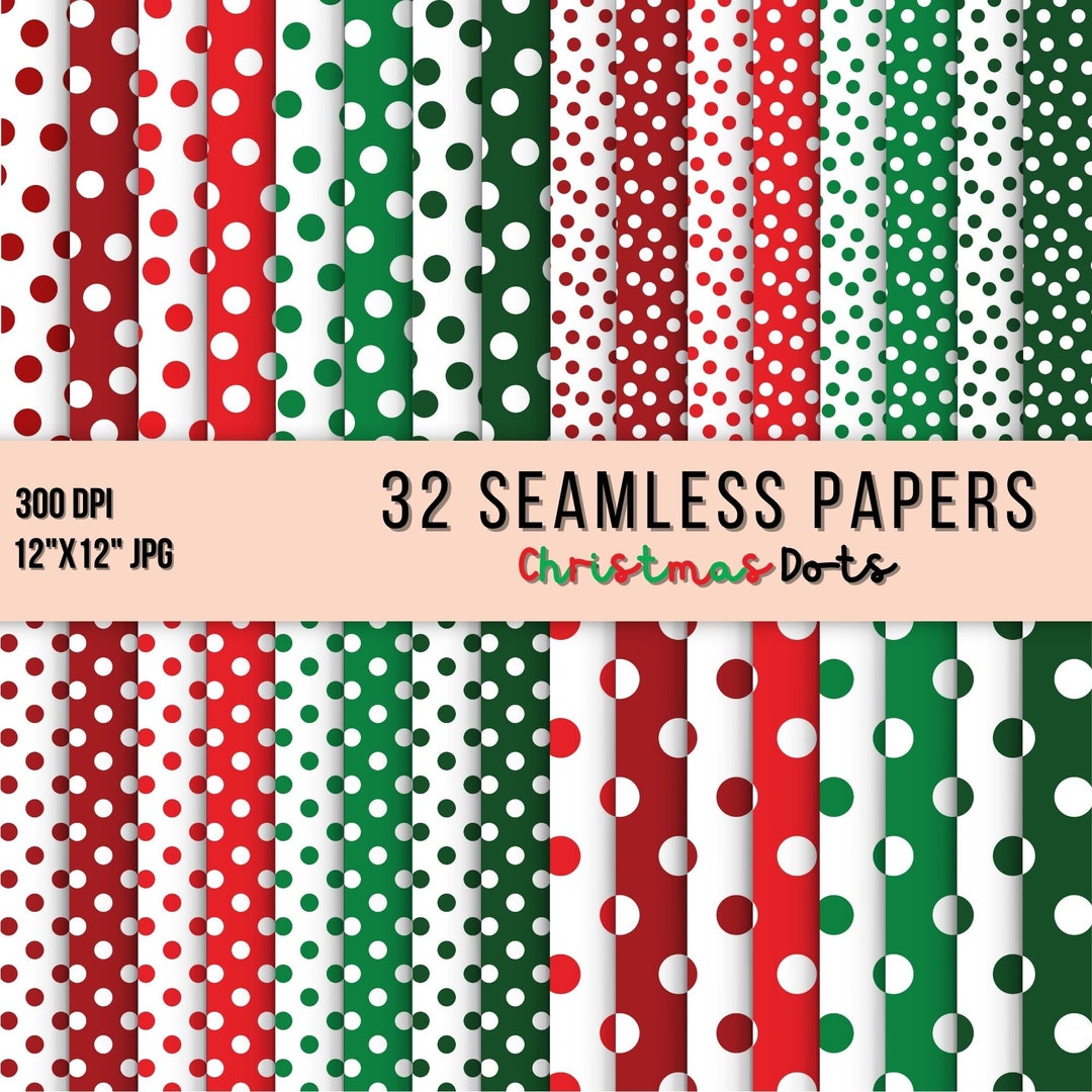 Christmas Seamless Digital Paper - Green, Red & White Polkadot ...
