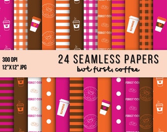 Coffee Digital Paper - Seamless Patterns - Green and White - Starbucks ...