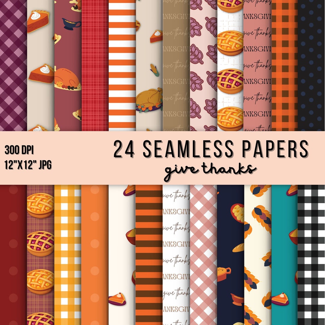 Printable Digital Paper Seamless Thanksgiving Patterns and Colors 24 ...