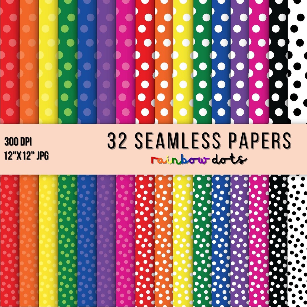 Seamless Circle and Dot Digital Papers - Rainbow Circles and Dots ...