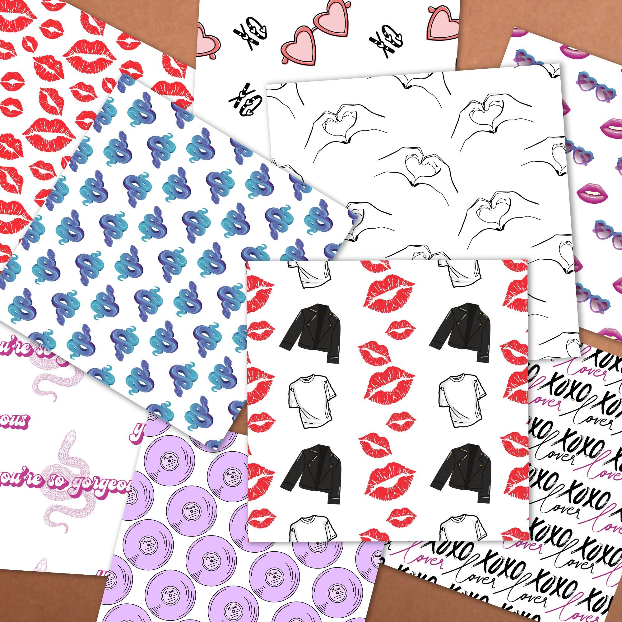 Printable Taylor Swift Themed Digital Paper - Swiftie Seamless Patterns ...