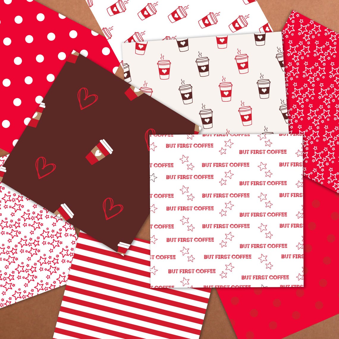 Coffee Digital Paper - Seamless Patterns - Red and White - Tim Hortons ...