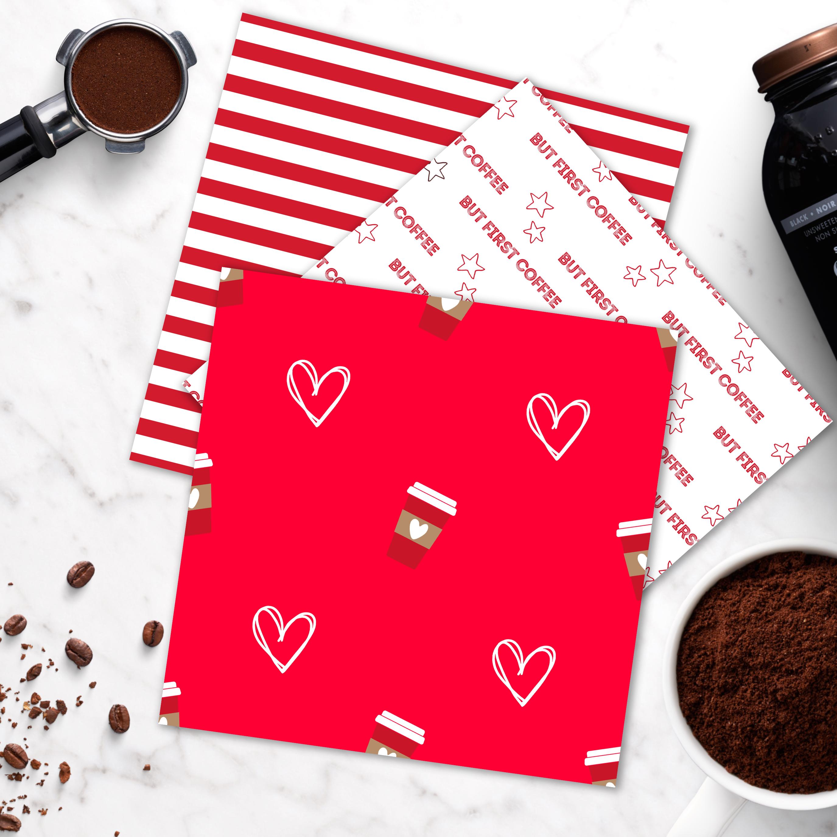Coffee Digital Paper - Seamless Patterns - Red and White - Tim Hortons ...