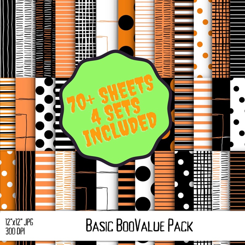 Halloween Themed Digital Paper Mega Bundle, 4 Sets Included Printable ...