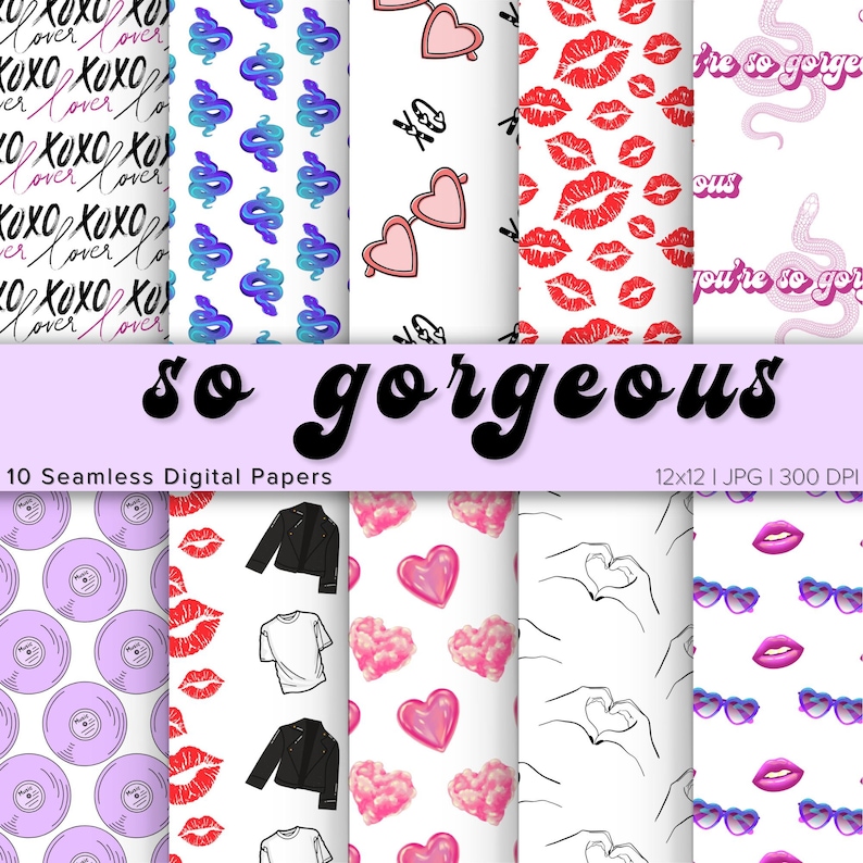 Printable Taylor Swift Themed Digital Paper - Swiftie Seamless Patterns ...