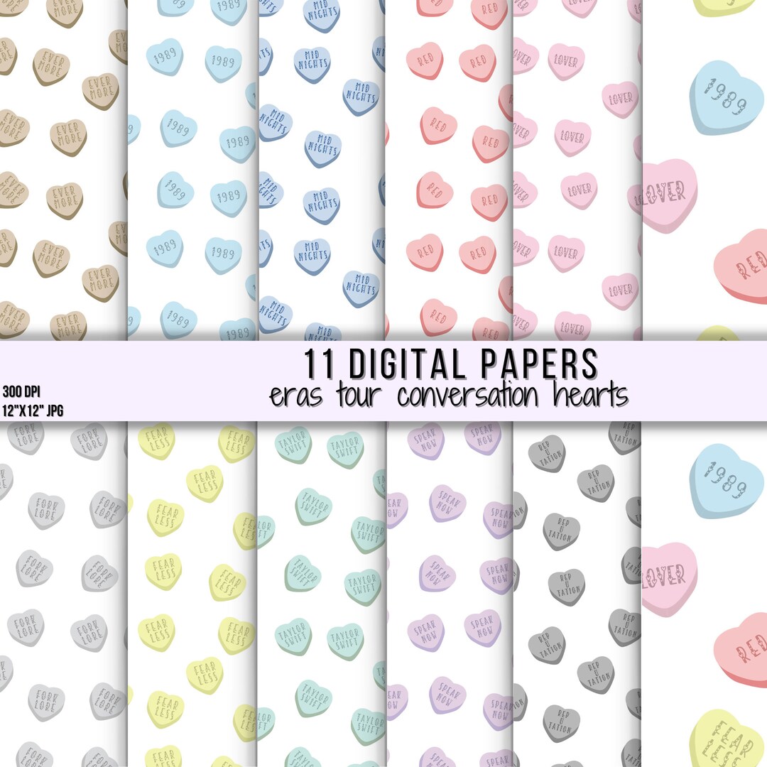 Taylor Swift Themed Candy Digital Paper - Conversation Hearts ...