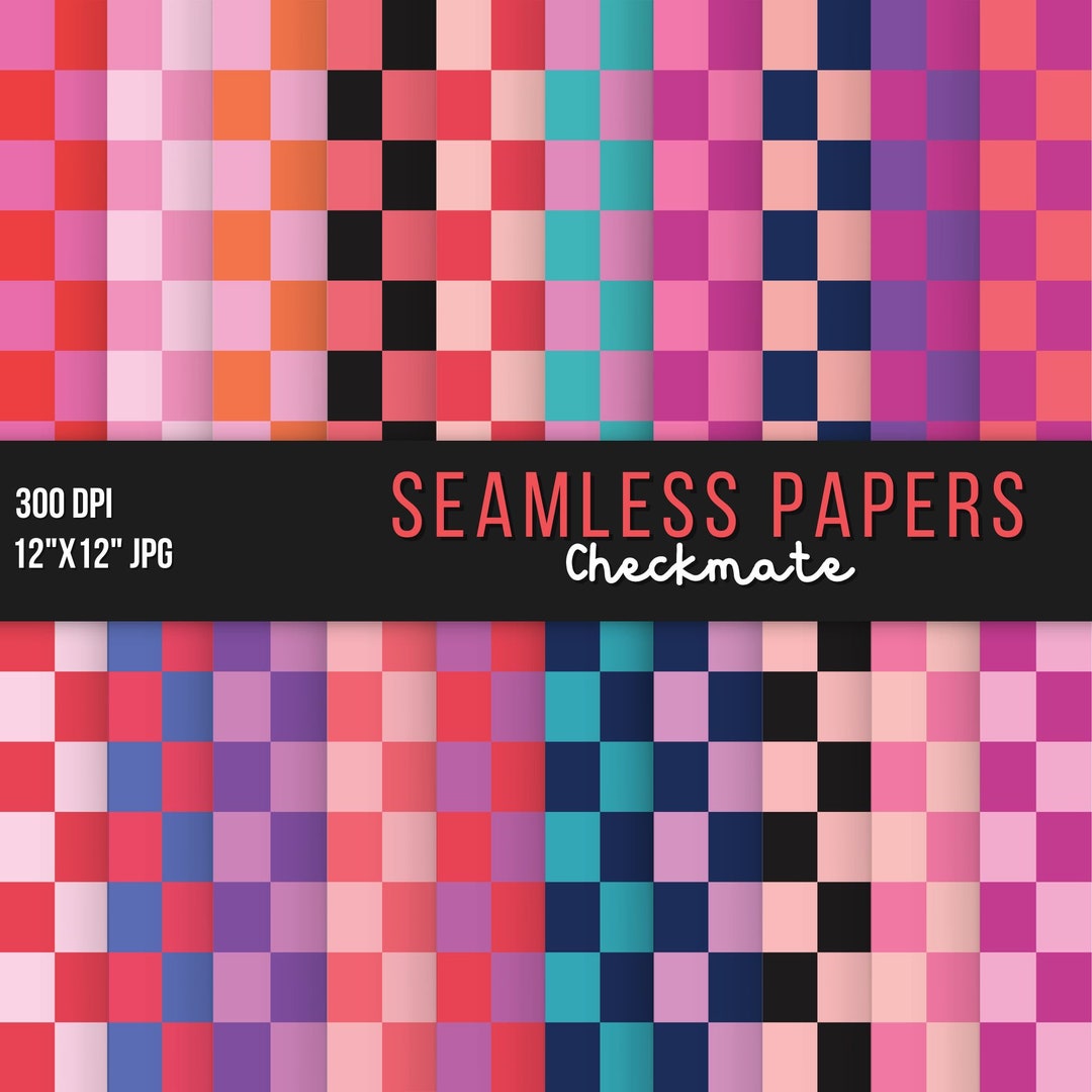 Checkerboard Digital Paper - Seamless Patterns - Scrapbook Background ...