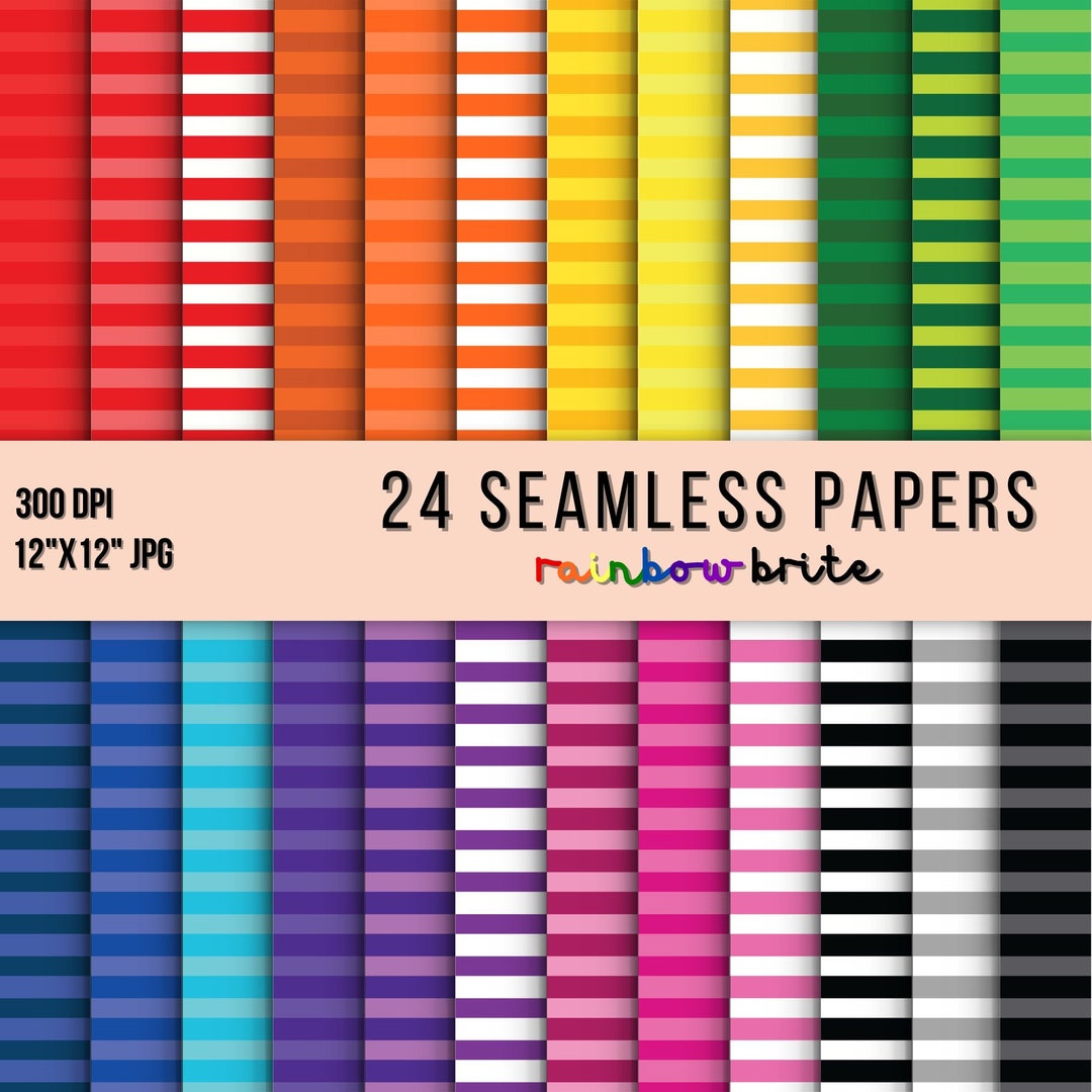 Rainbow Stripe Digital Paper: Seamless Scrapbook Patterns (digital ...