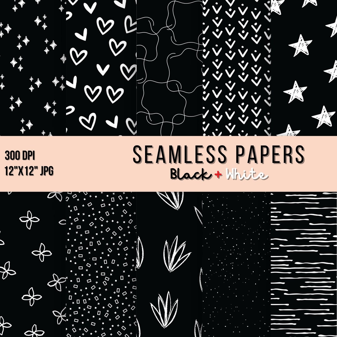 Seamless Digital Paper - Black and White Patterns - Scrapbook ...