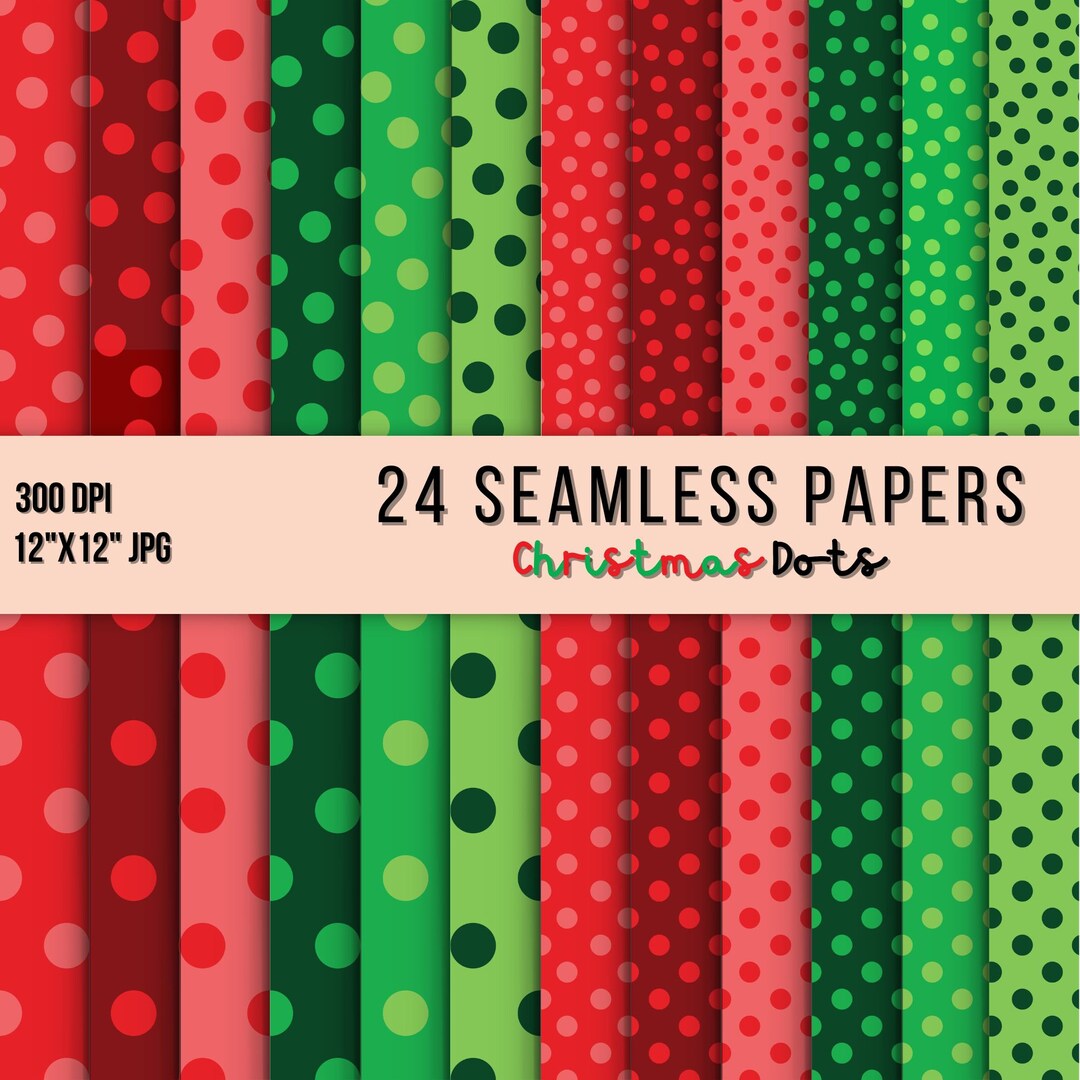 Christmas Circles Seamless Digital Paper - Green & Red Polkadot ...