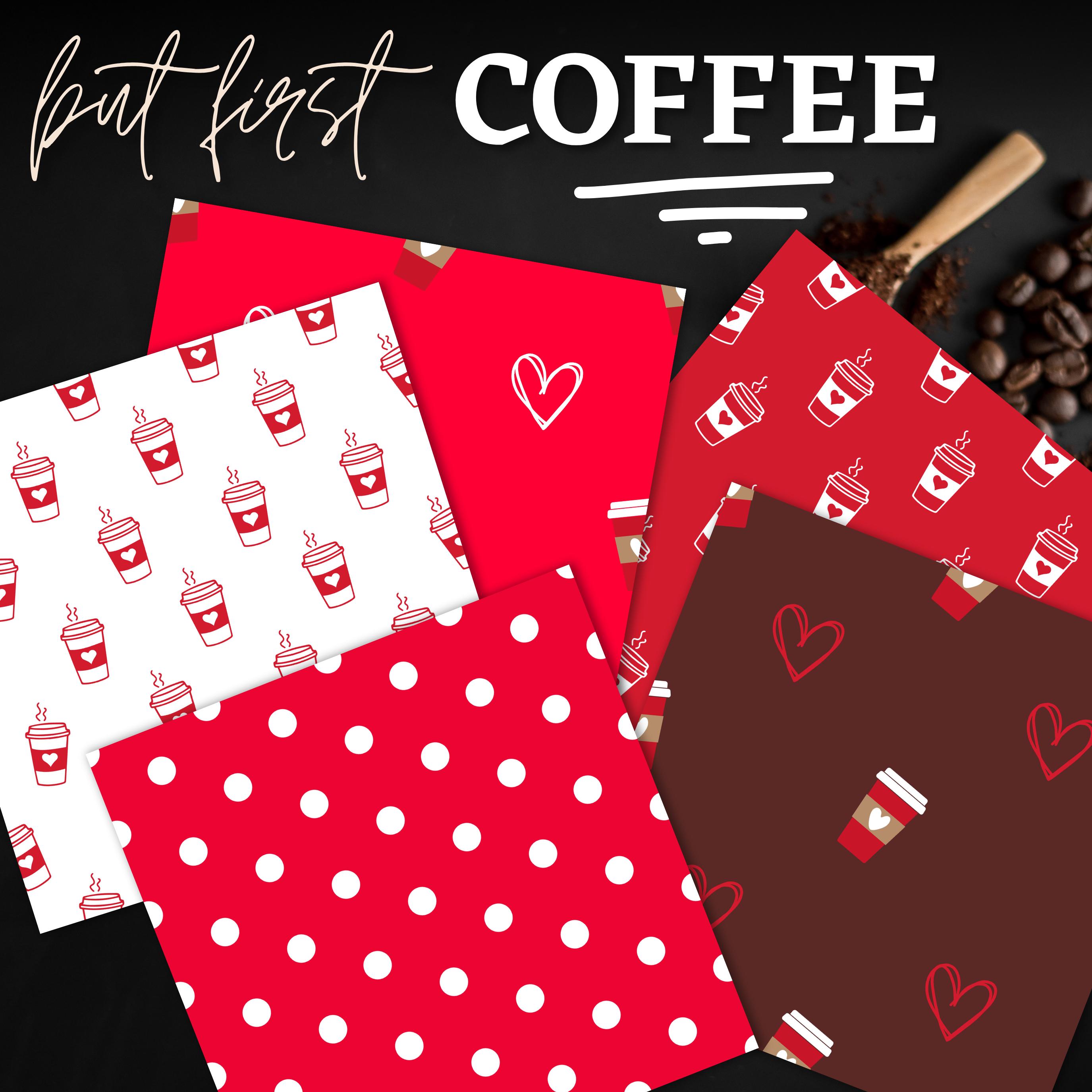 Coffee Digital Paper - Seamless Patterns - Red and White - Tim Hortons ...