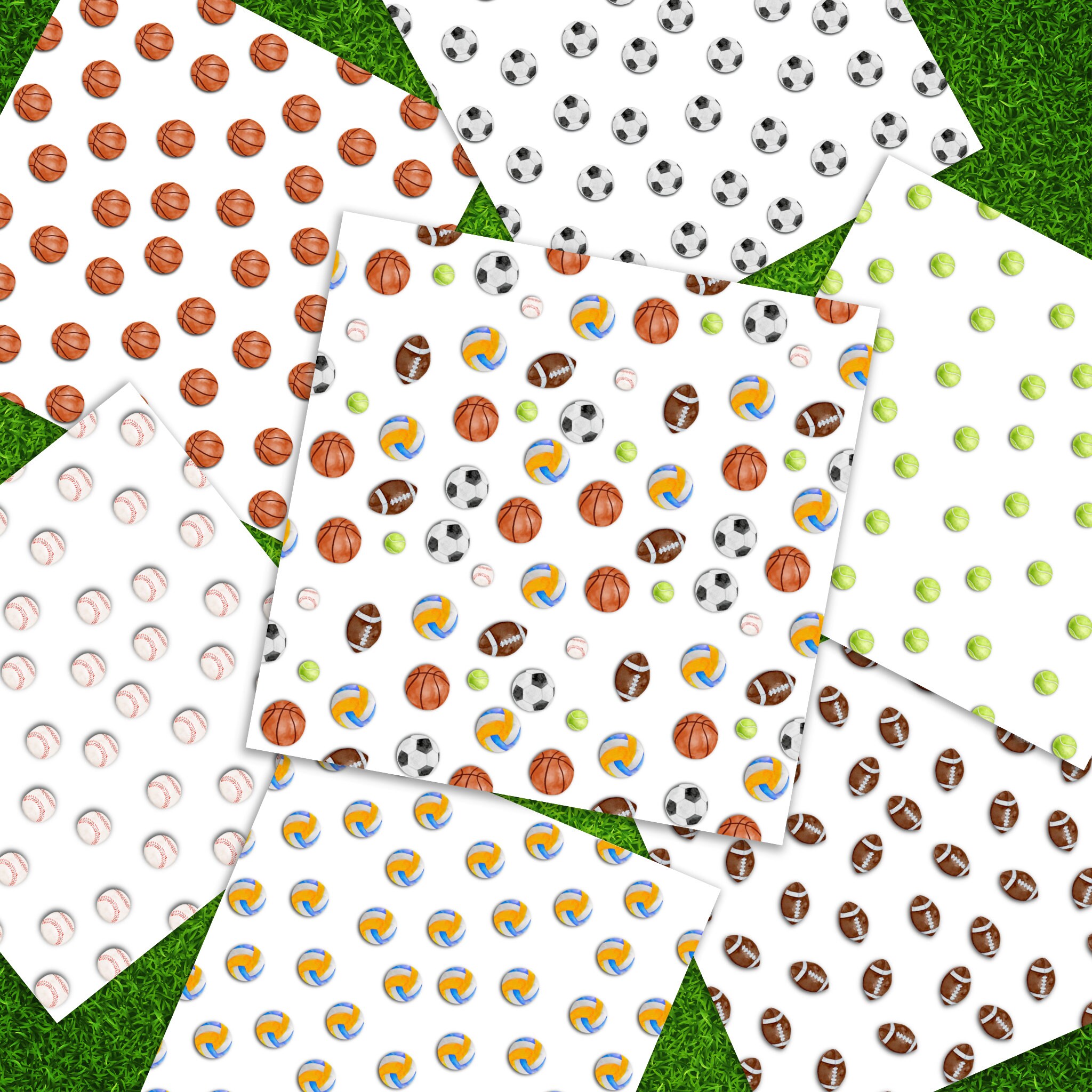 Sports Digital Paper Pack - 7 Seamless Patterns - Instant Download ...