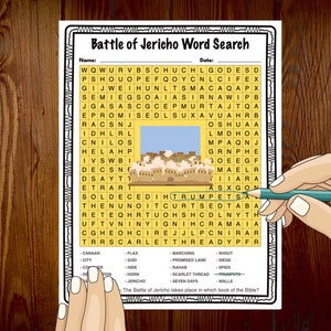 Joshua and the Battle of Jericho Word Search Bible Puzzle Activity ...