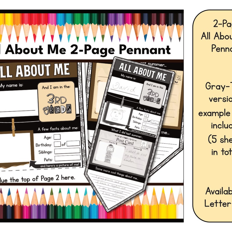 All About Me Pennant - Etsy