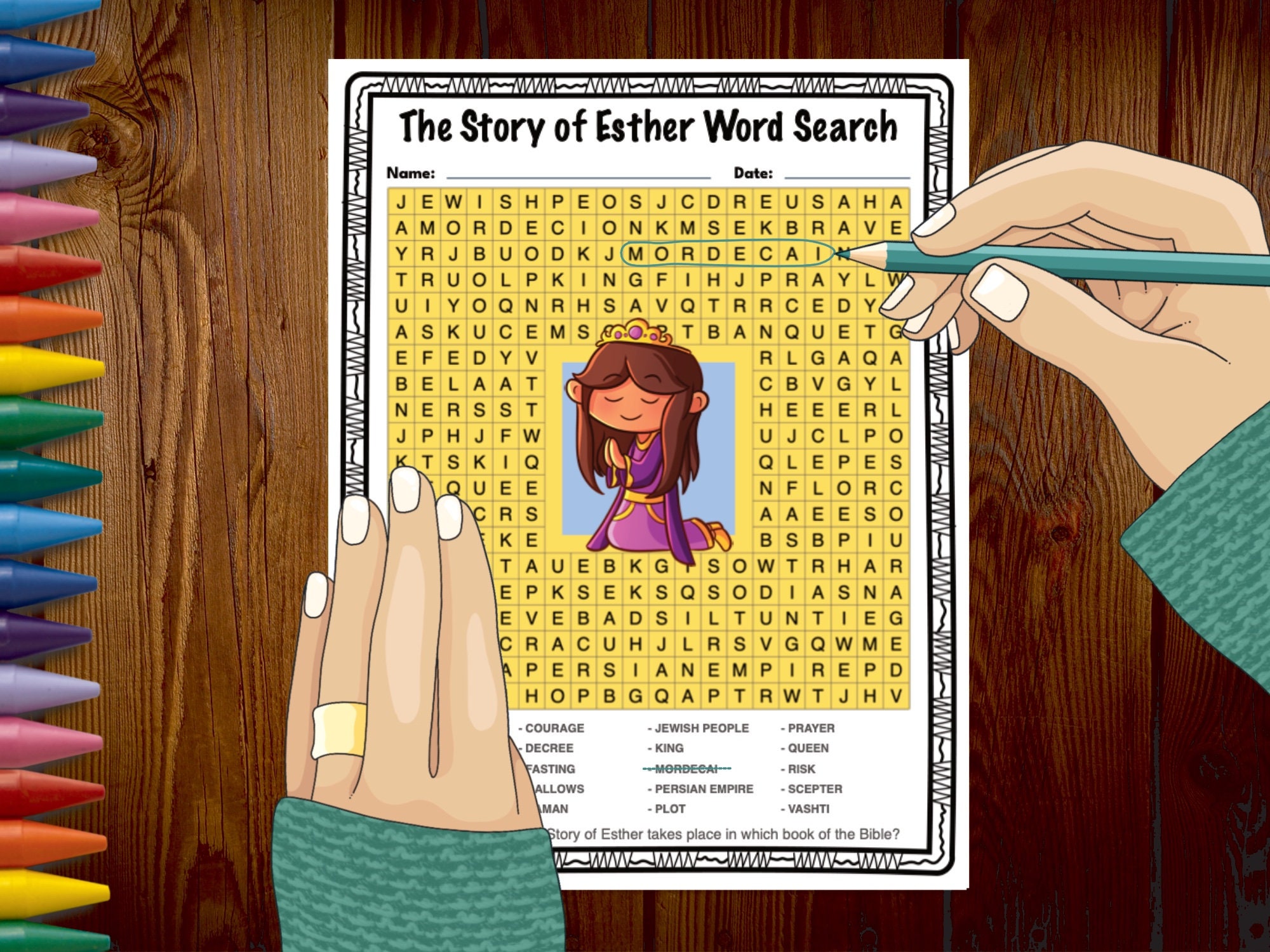 The Story of Esther Word Search Bible Puzzle Worksheet Printable ...