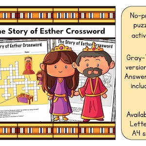 The Story of Esther Crossword Puzzle Printable - Answer Key Included ...