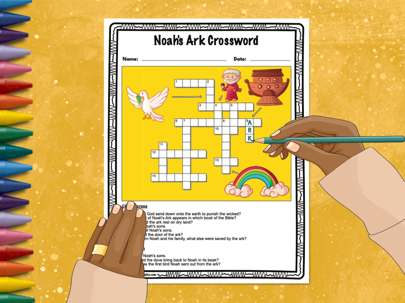 Noah's Ark Word Search and Crossword Puzzle Activity Pack - Answer Key ...
