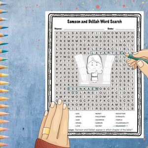 Samson and Delilah Word Search Bible Puzzle Worksheet Printable ...