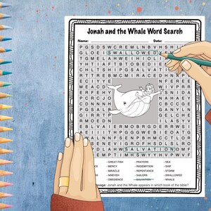 Jonah and the Whale Word Search Bible Puzzle Worksheet Printable ...