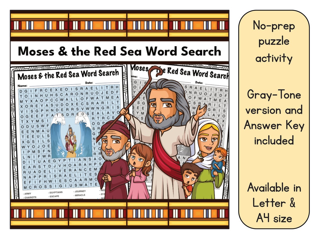 Moses and the Red Sea Word Search Bible Puzzle Activity Worksheet ...