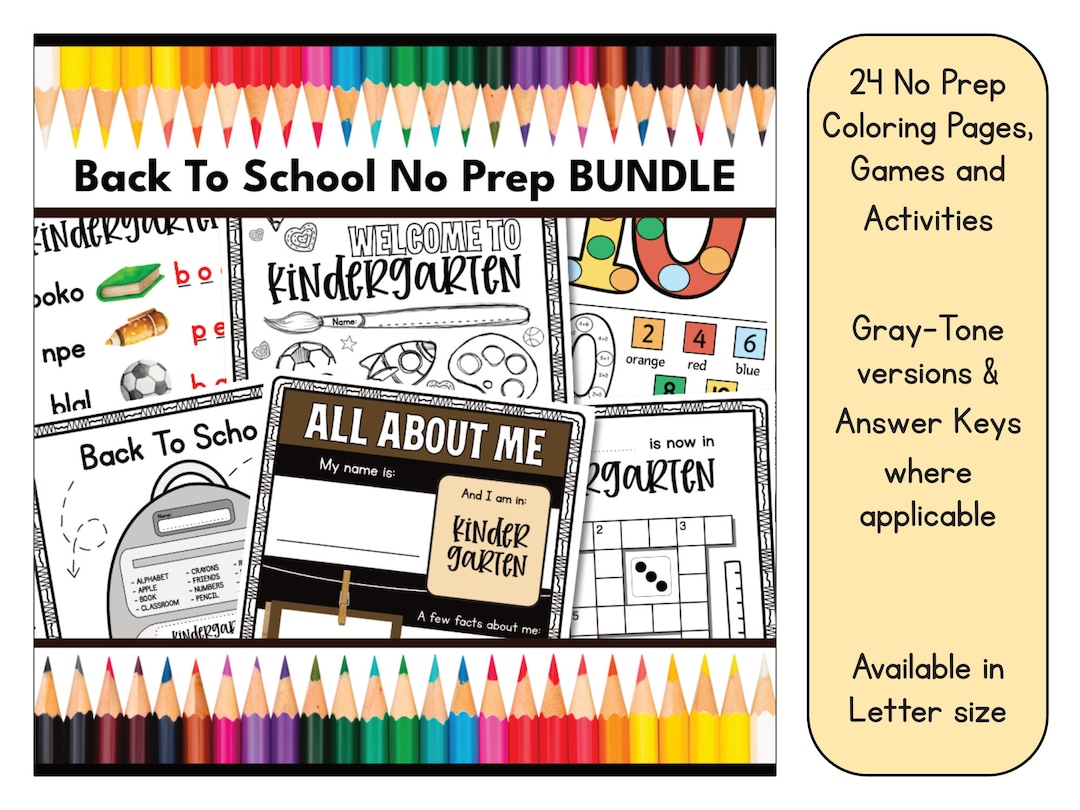 Kindergarten Back to School Complete BUNDLE - 24 X No Prep Games ...