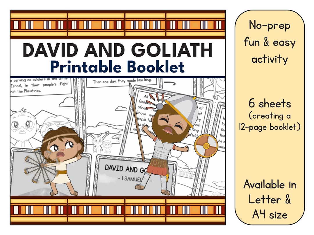 David and Goliath Printable Booklet Activity - Old Testament Bible ...