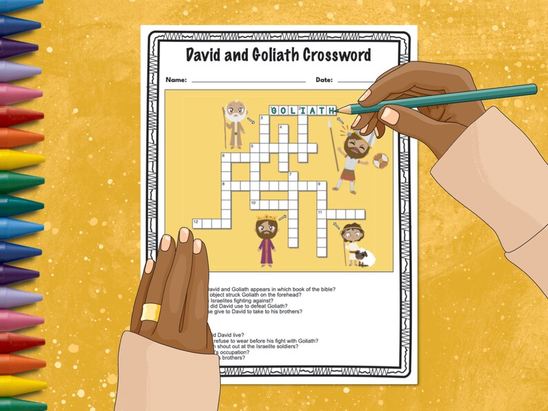 David and Goliath Word Search and Crossword Puzzle Activity Pack - Etsy