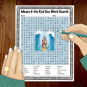 Moses and the Red Sea Word Search Bible Puzzle Activity Worksheet ...