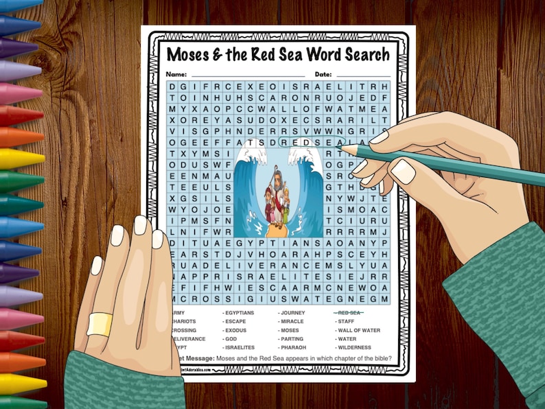 Moses and the Red Sea Word Search Bible Puzzle Activity Worksheet ...