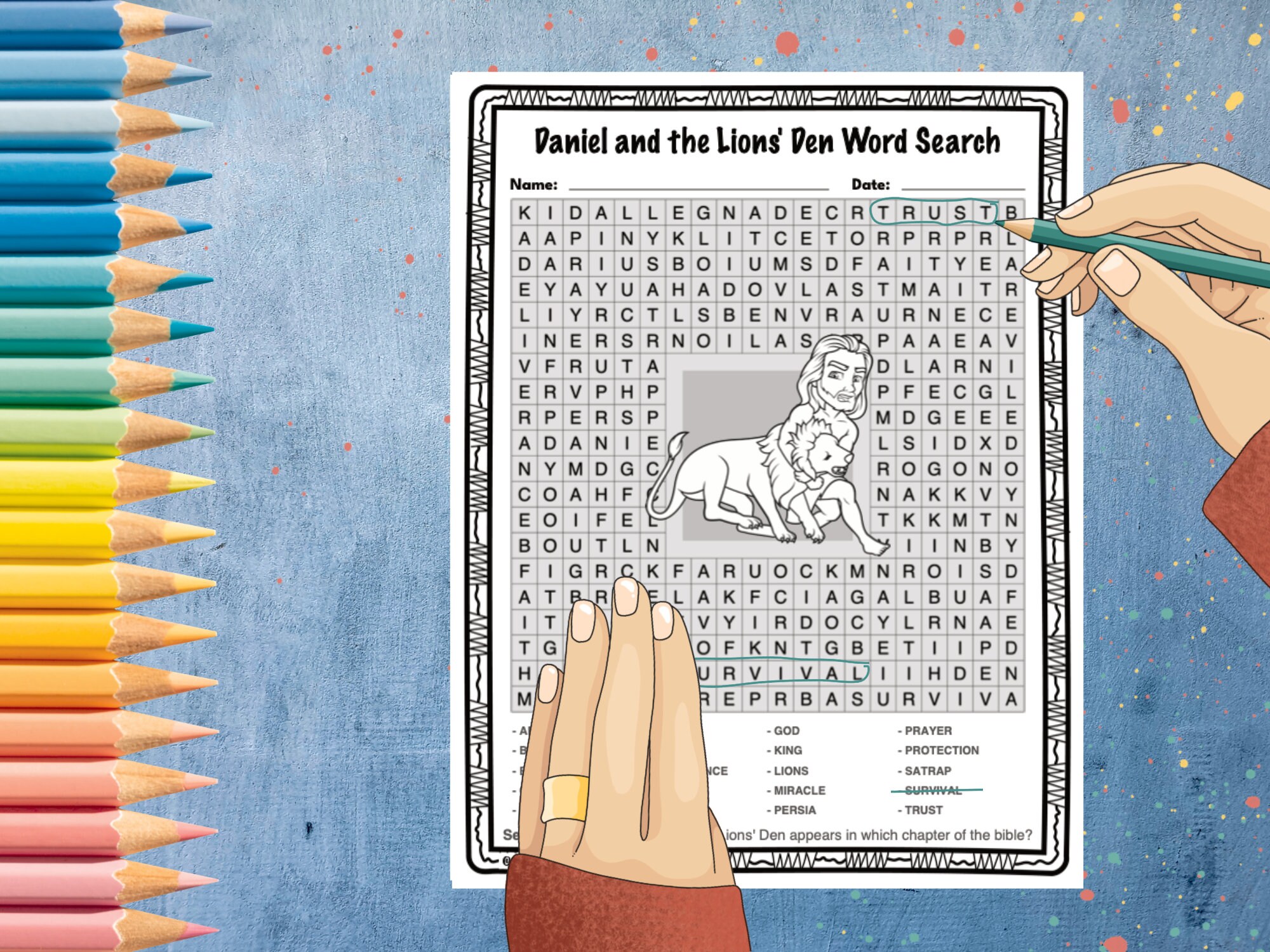 Daniel & the Lions' Den Word Search and Crossword Puzzle Activity Pack ...