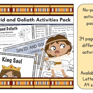 David and Goliath Activities Pack (coloring Sheets/worksheets/booklet ...