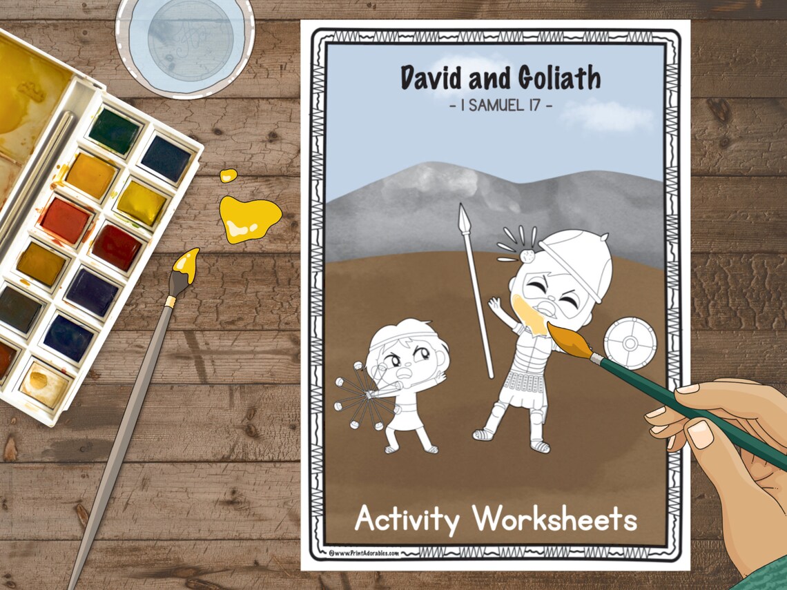 David and Goliath Activity Worksheets - Bible Printable in US Letter (8 ...