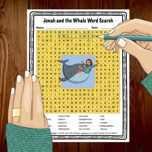 Jonah and the Whale Word Search and Crossword Puzzle Activity Pack ...