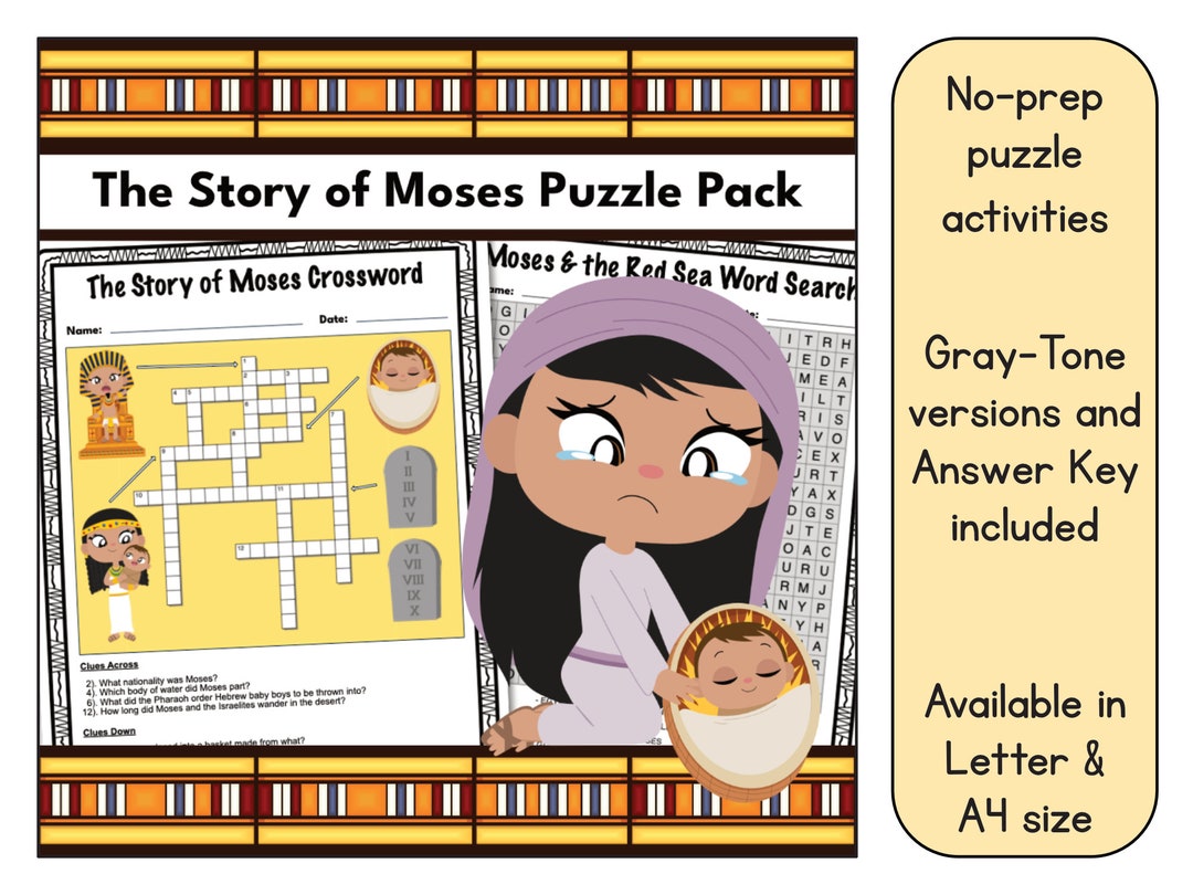 The Story of Moses Word Search and Crossword Puzzle Activity Pack ...