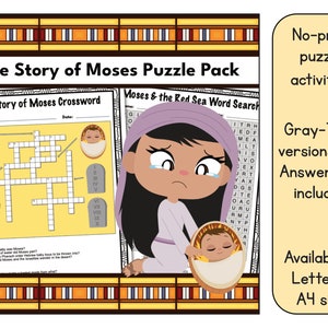 The Story of Moses Word Search and Crossword Puzzle Activity Pack ...