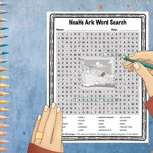 Noah's Ark Word Search Bible Puzzle Activity Worksheet - Answer Key ...